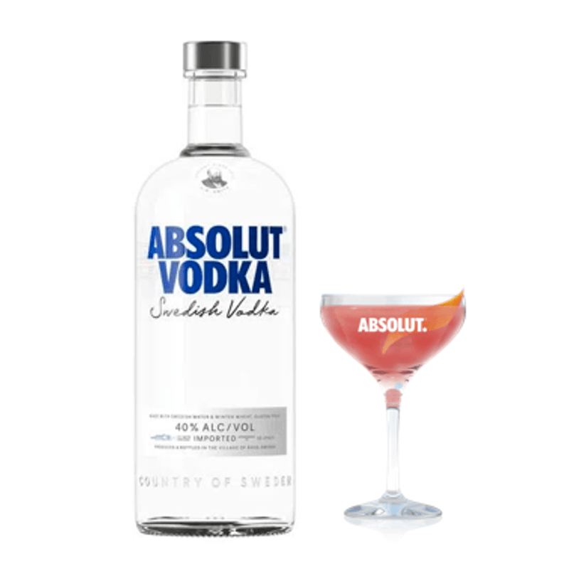 Vodka Absolut Regular 1L + Taça Coupe Absolut - Bar Aberto