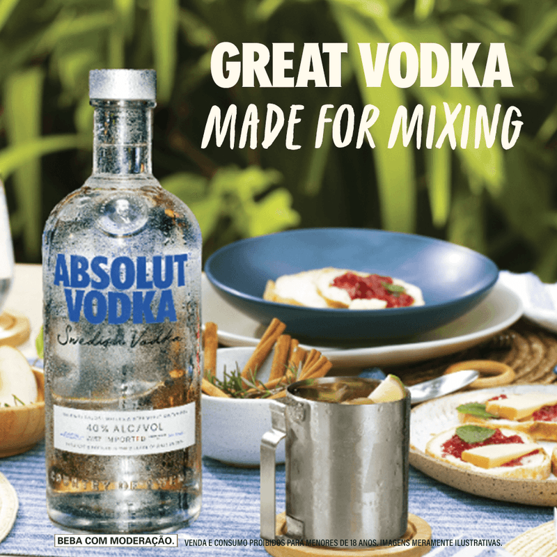Vodka Absolut Regular 1L + Taça Coupe Absolut - Bar Aberto